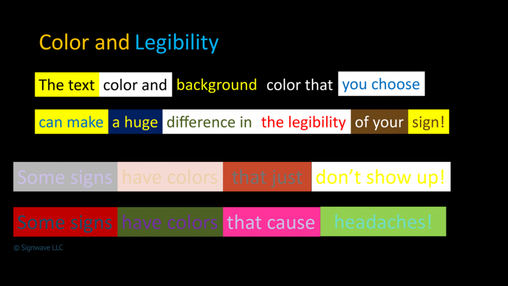 Legibility and Color Combinations Help Make Your Messages Seen | Sign ...